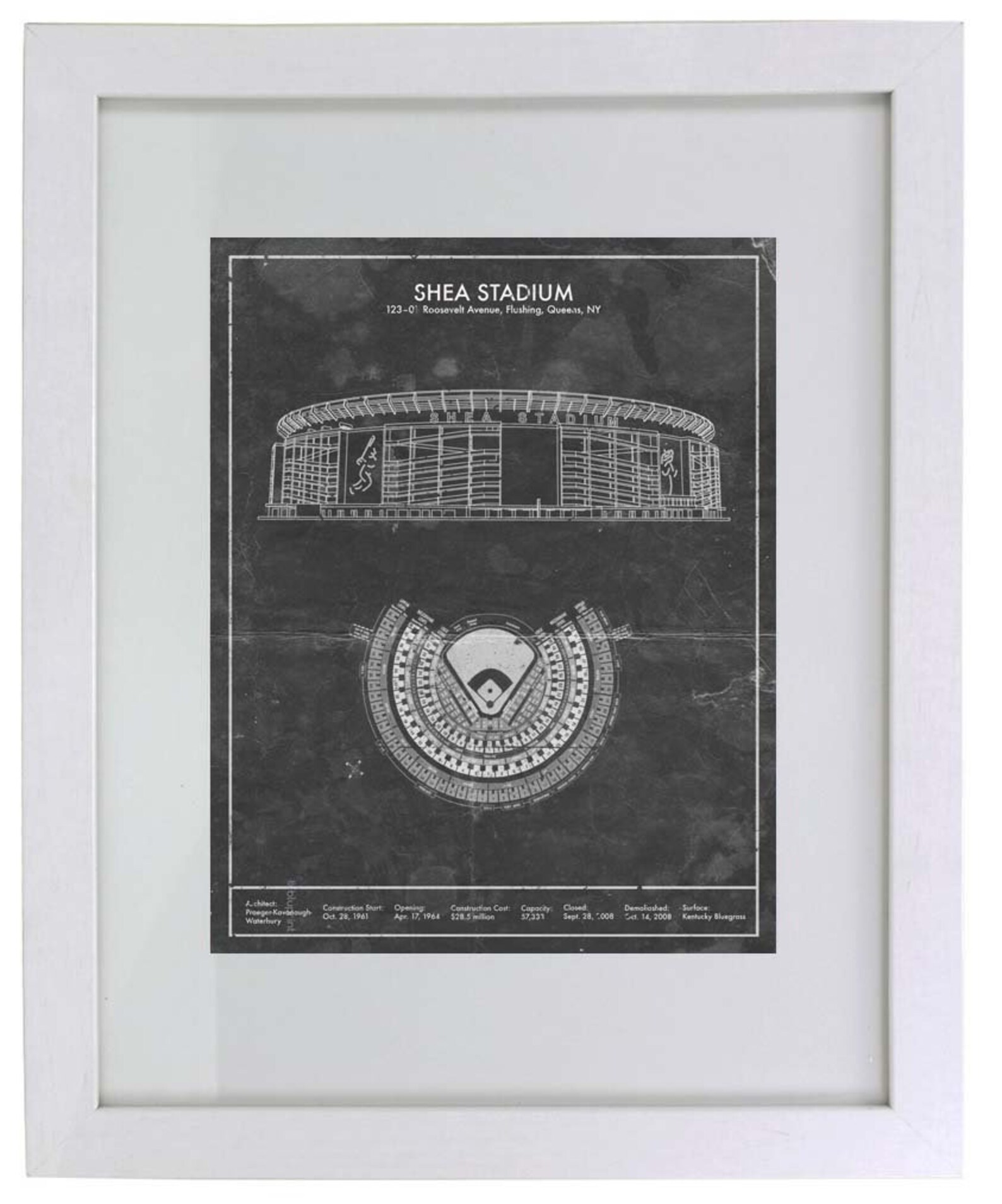 New York Shea Stadium Vintage Style Blueprint Art. Sizes 5x7 | Etsy
