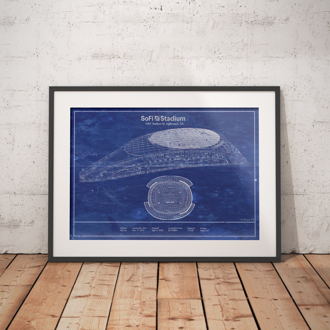 Sofi Stadium Blueprint: Sizes 5x7 to 24x36 Inch Prints and Framed - Etsy
