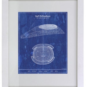 Sofi Stadium Football Art. Los Angeles California Blueprint Memorabilia ...