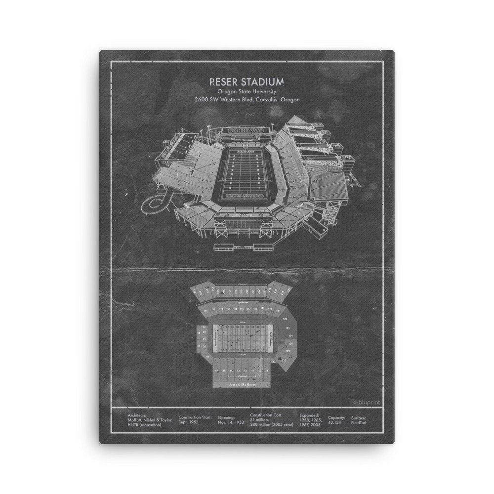 Oregon Reser Stadium Vintage Styled Blueprint Art. Sizes 5x7 | Etsy