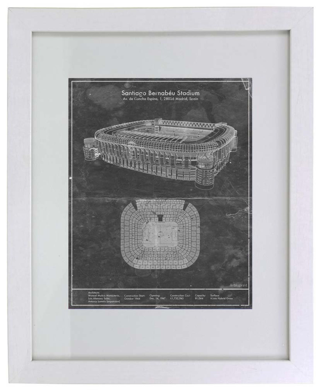 Santiago Bernabéu Stadium Blueprint Art. Sizes 5x7 to 24x36 - Etsy