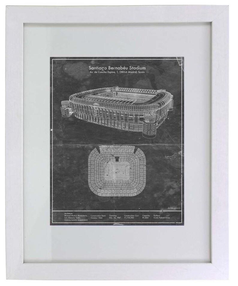 Santiago Bernabéu Stadium Blueprint Art. Sizes 5x7 to 24x36 - Etsy