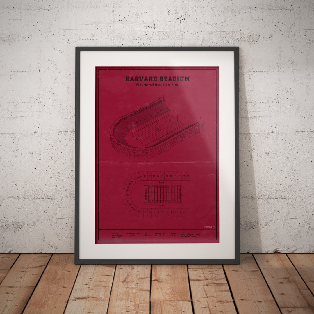 Harvard Stadium Blueprint - Vintage College Football Print and ...