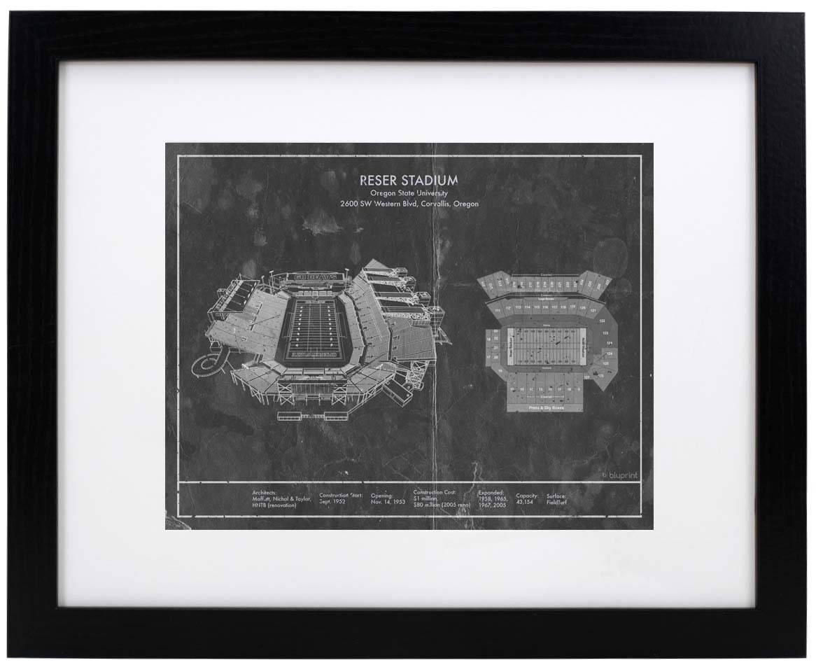 Oregon Reser Stadium Vintage Styled Blueprint Art. Sizes 5x7 | Etsy