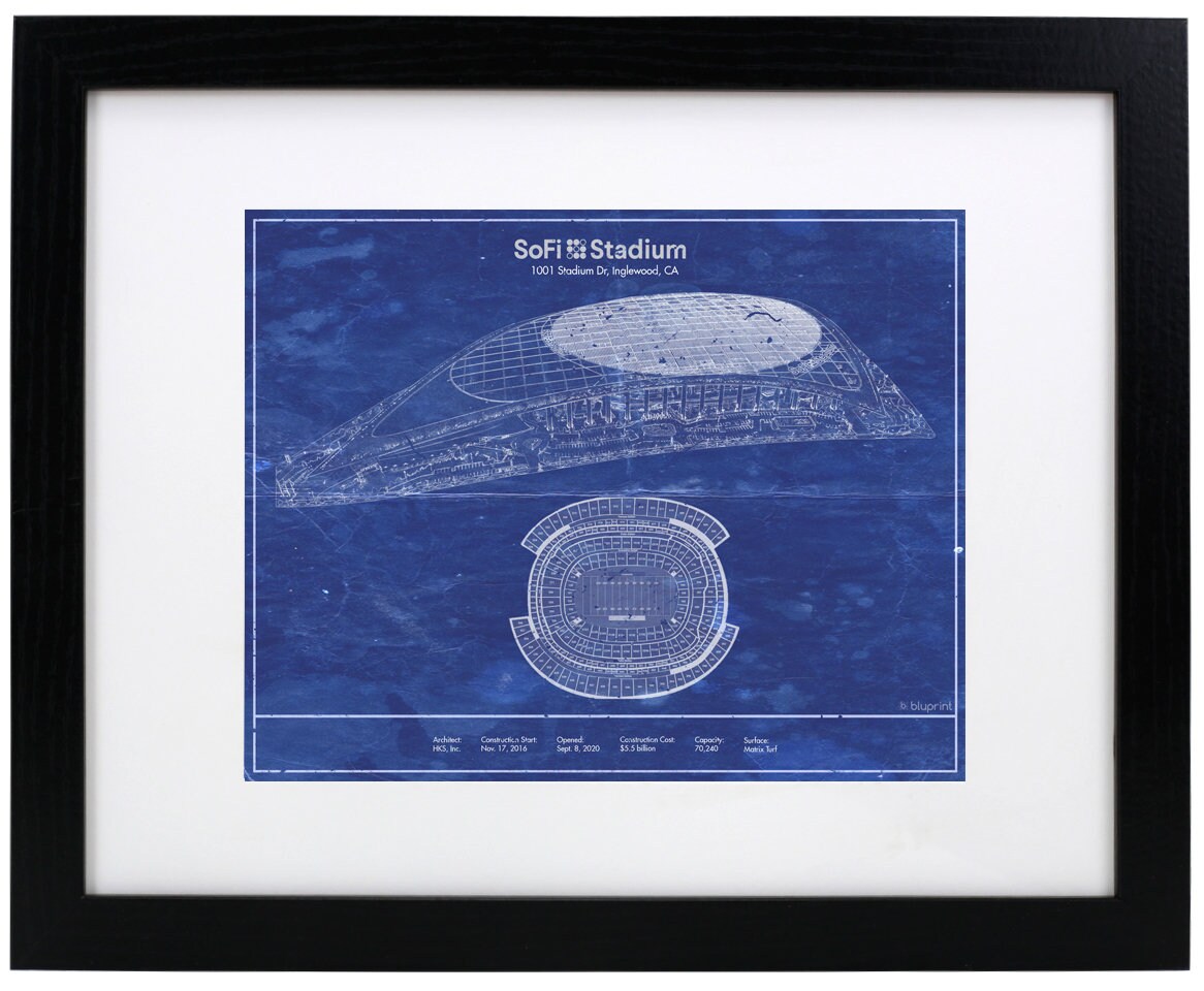 Sofi Stadium Football Art. Los Angeles California Blueprint - Etsy