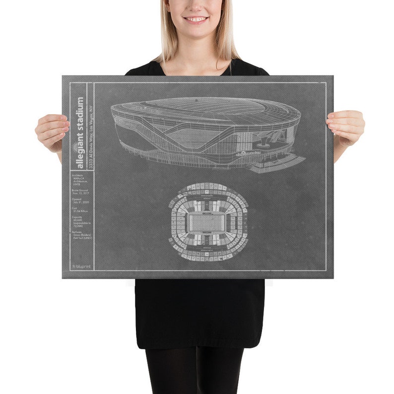 Las Vegas Allegiant Stadium blueprint art. Sizes 5x7 to 24x36 | Etsy