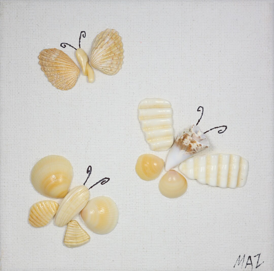 Unique, Handmade and One-of-a-kind Butterflies Shell and Pebble Art - Etsy