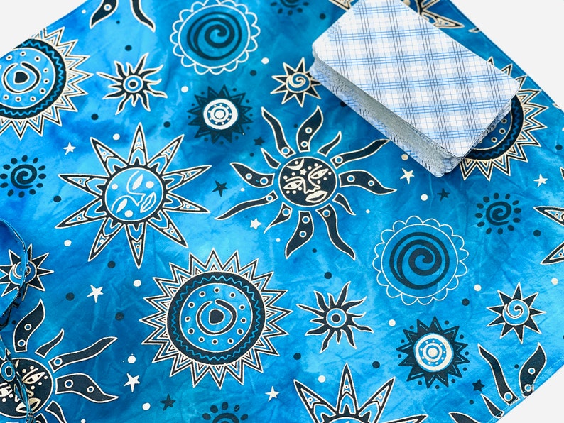 Blue Tarot Cloth for Spread-odyssey Gold Sun Blue/black Metallic Tarot ...