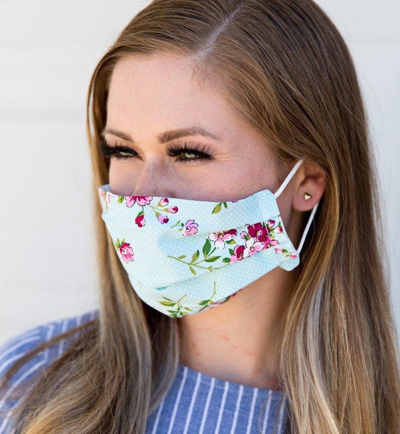 100% Cotton Cloth Face Mask With Filter Pocket Nose Piece | Etsy