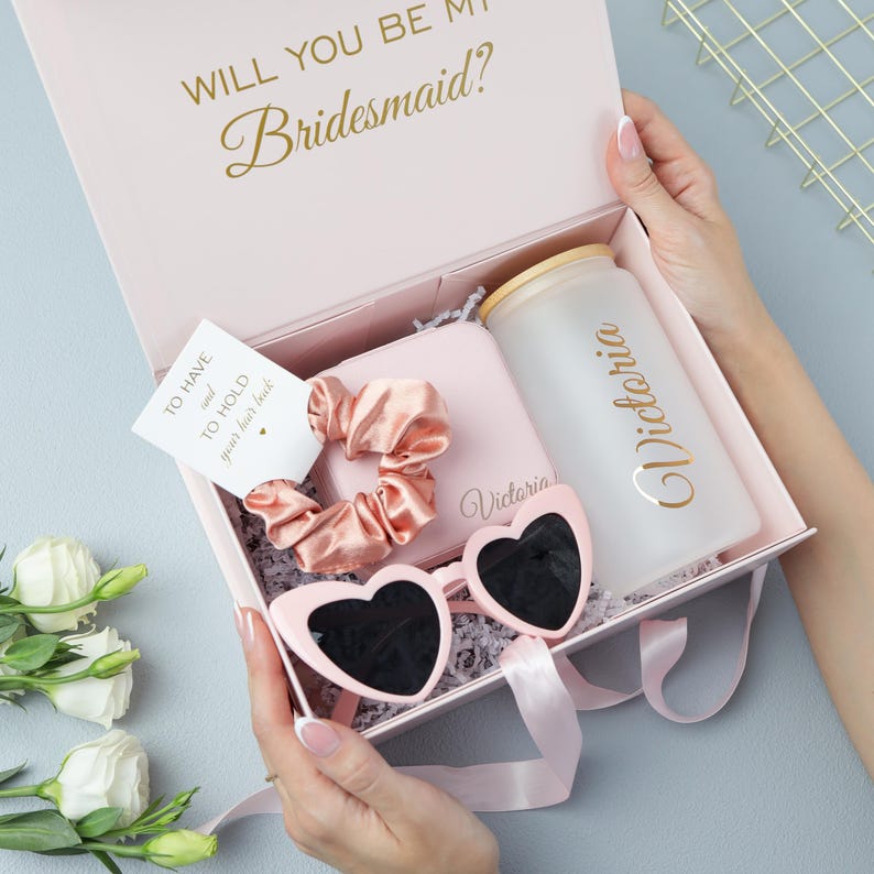 Pink Bridesmaid Gift, Will Be My Flower Girl Set With Frosted Tumbler ...