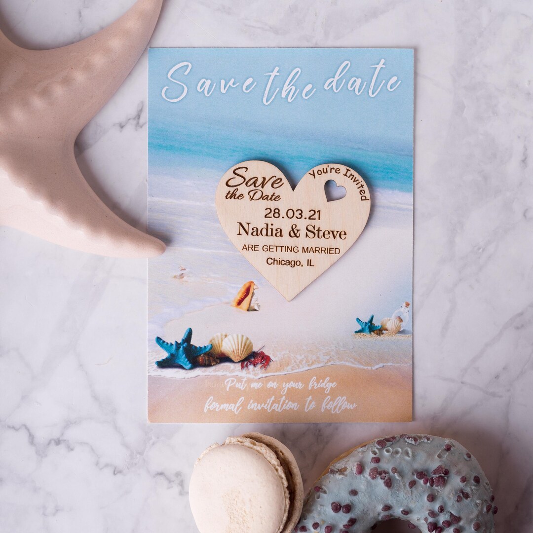 Save the Date Wedding Keepsake With Date Card Magnets Wood Magnet ...