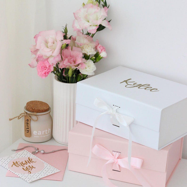 Personalized Bridesmaid Proposal Box, Pastel Pink Bachelorette Gift ...