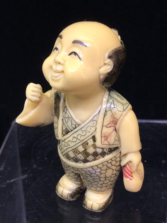 Japanese Style Wisdom Boy Figurine Carving | Etsy
