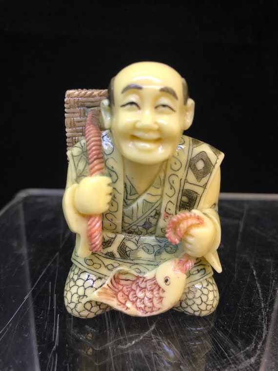 Japanese Netsuke With Fish Man Design - Etsy