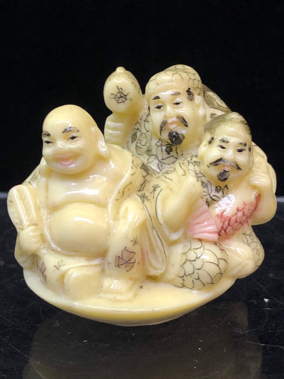 Japanese Netsuke With 3 Gods Design - Etsy