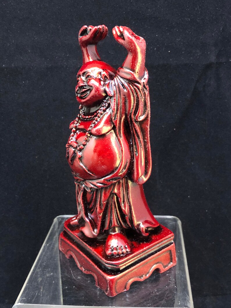 Vintage Red Resin Happy Laughing Buddha - Etsy