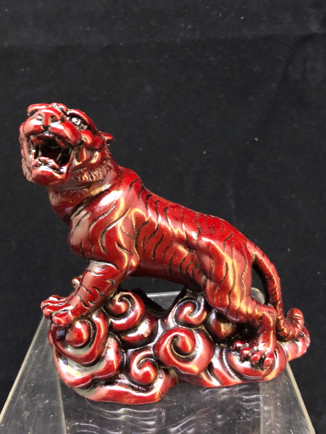 Vintage Red Resin Tiger - Etsy