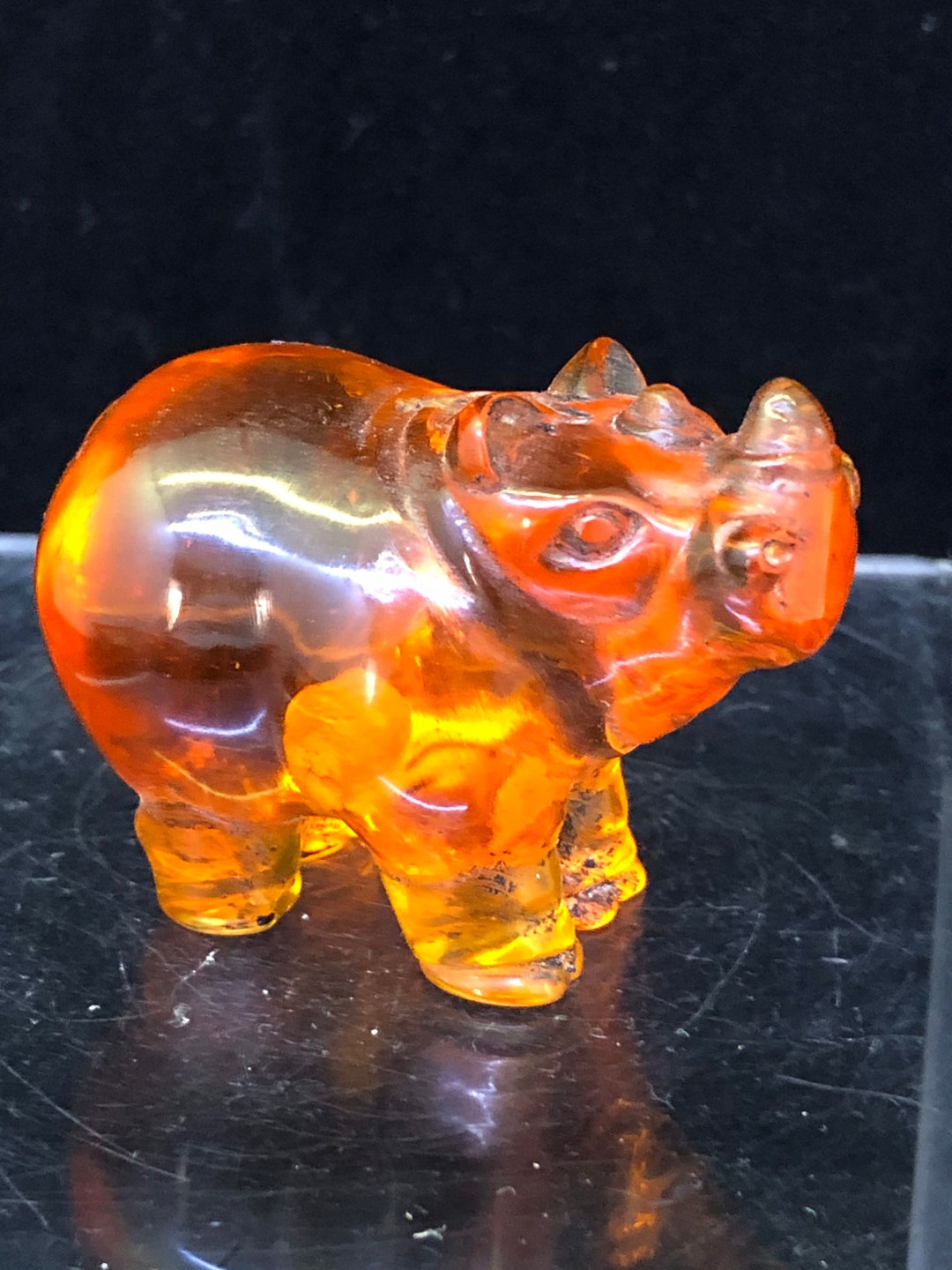 Cherry Amber Japanese Netsuke With Rhino Design - Etsy