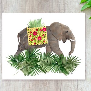 Happy Elephant Paper Collage Art Print - Etsy