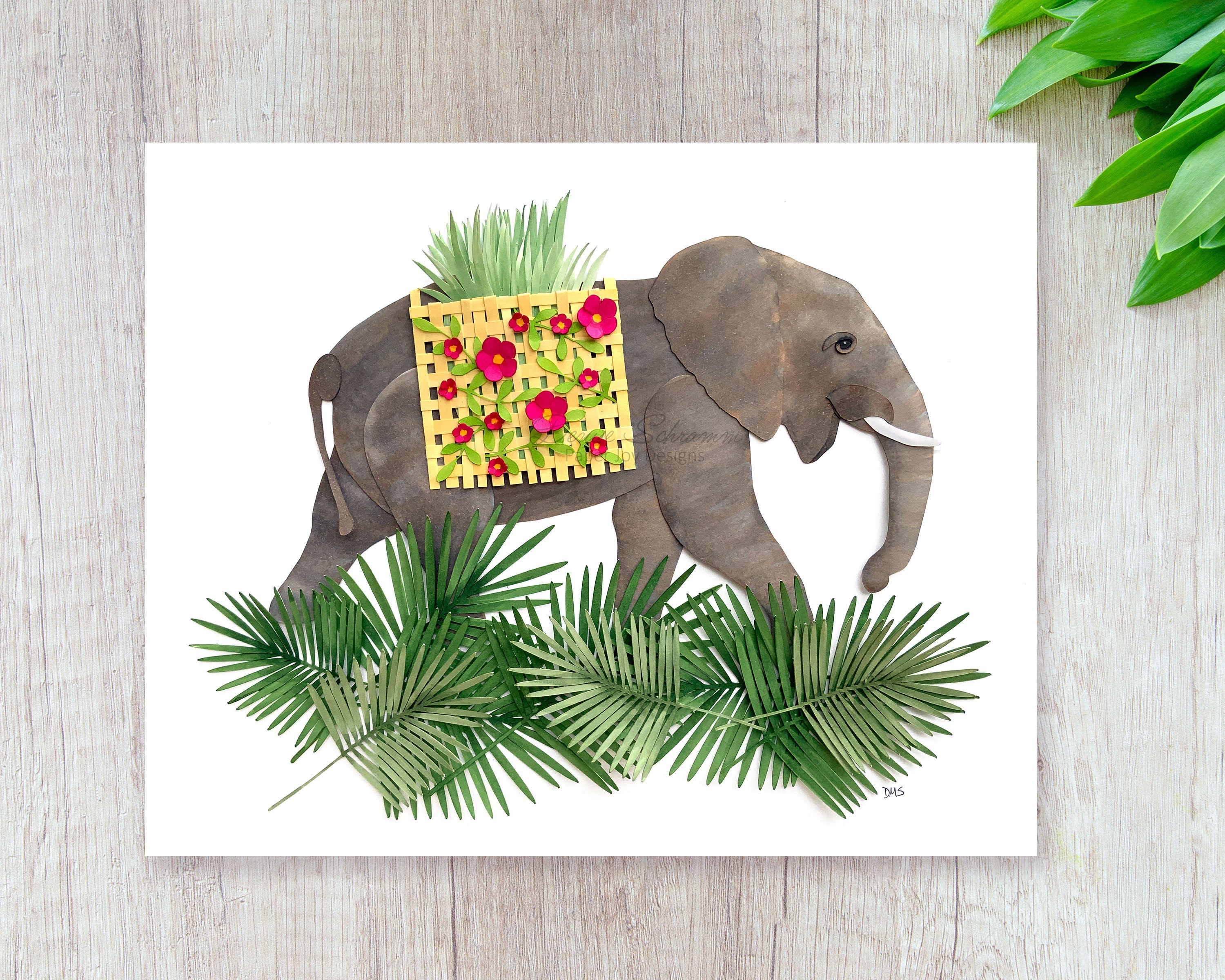 Happy Elephant Paper Collage Art Print - Etsy