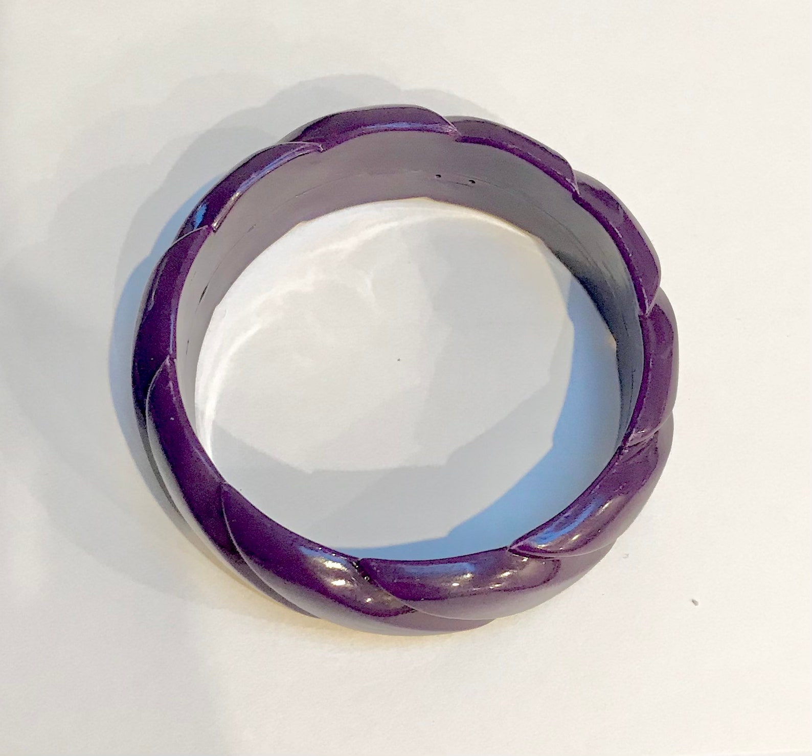 1980s Plastic Faux Bakelite Fakelite Vintage Purple Aubergine Twist ...