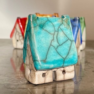 Raku Mini Cottages With Coloured Roof by Nathalie Hamill - Etsy