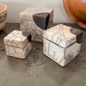 Black and White Raku Box by Nathalie Hamill - Etsy