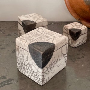 Black and White Raku Box by Nathalie Hamill - Etsy