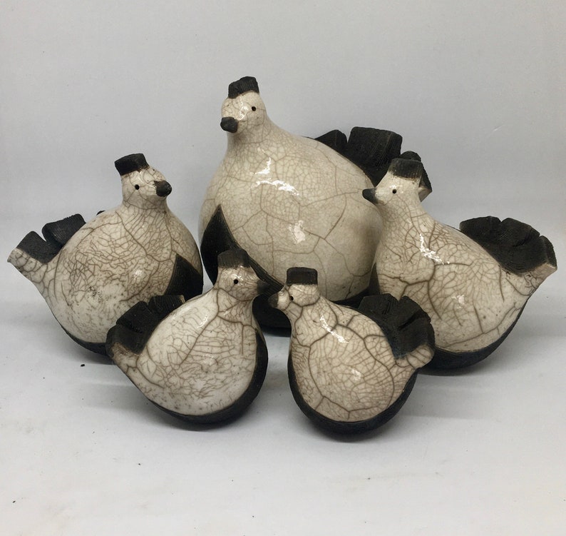 Raku White Chickens by Nathalie Hamill - Etsy