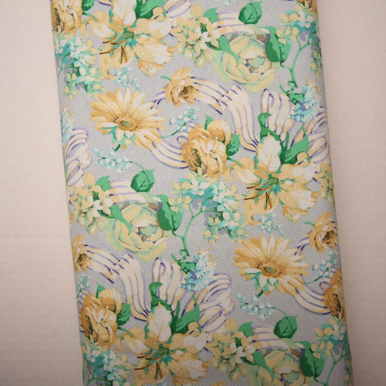 Hallmark Fabric Ribbon Floral Yellow Flowers and Blue Ribbon | Etsy