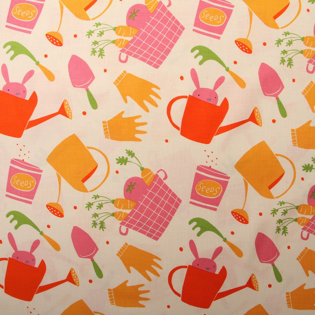 Spring Garden Fabric, Gardening Tools, Garden de David Walker Studios ...