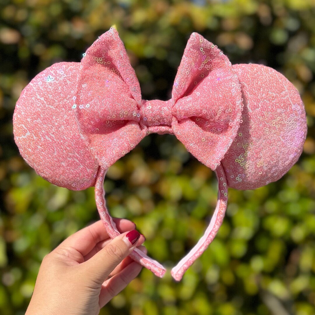 Pink Iridescent Sequin Minnie Mouse Ears - Etsy