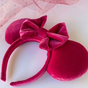 Hot Pink Velvet Minnie Mouse Ears - Etsy