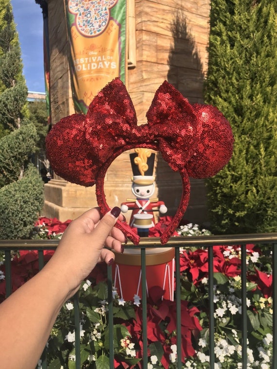 Red Sequin Minnie Mouse Ears | Etsy