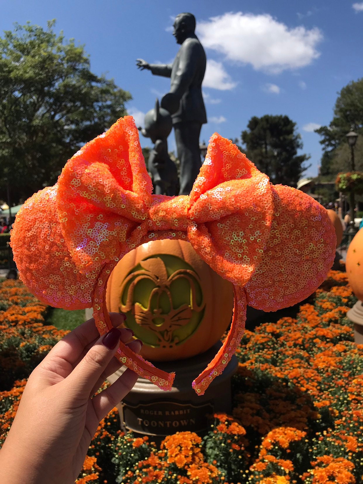Orange Iridescent Sequin Minnie Mouse Ears | Etsy