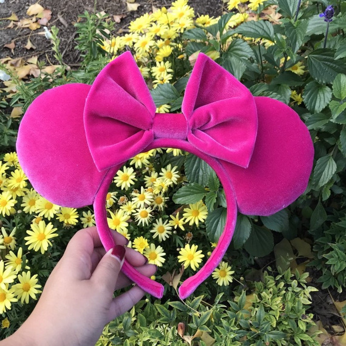 Hot Pink Velvet Minnie Mouse Ears - Etsy