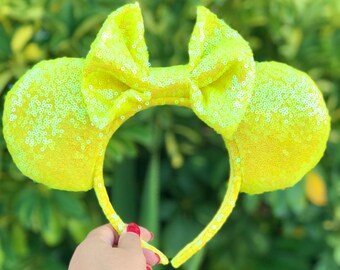 Sunshine Yellow Sequin Minnie Mouse Ears | Etsy