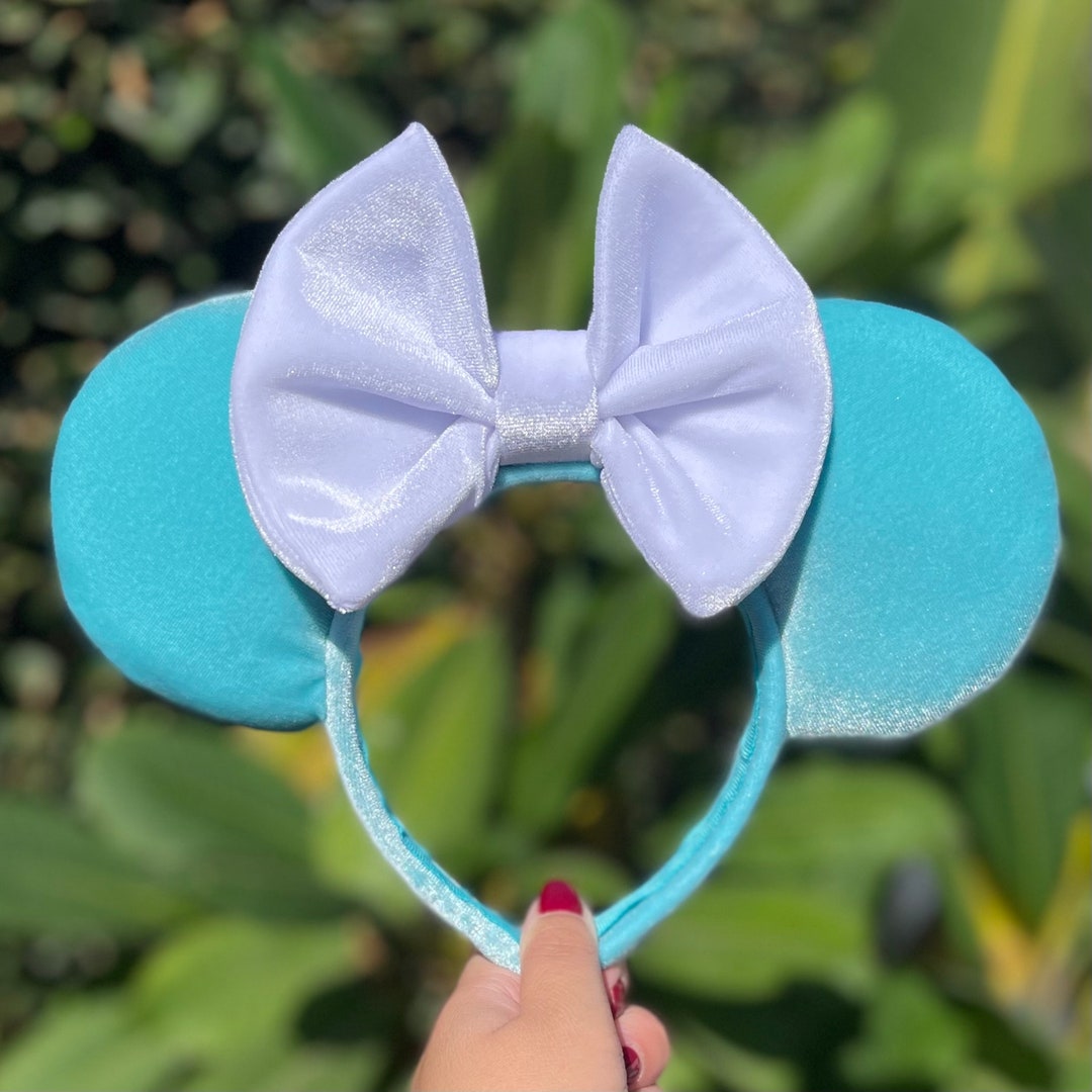 Robin Egg Blue Velvet With White Velvet Bow Minnie Mouse Ears - Etsy
