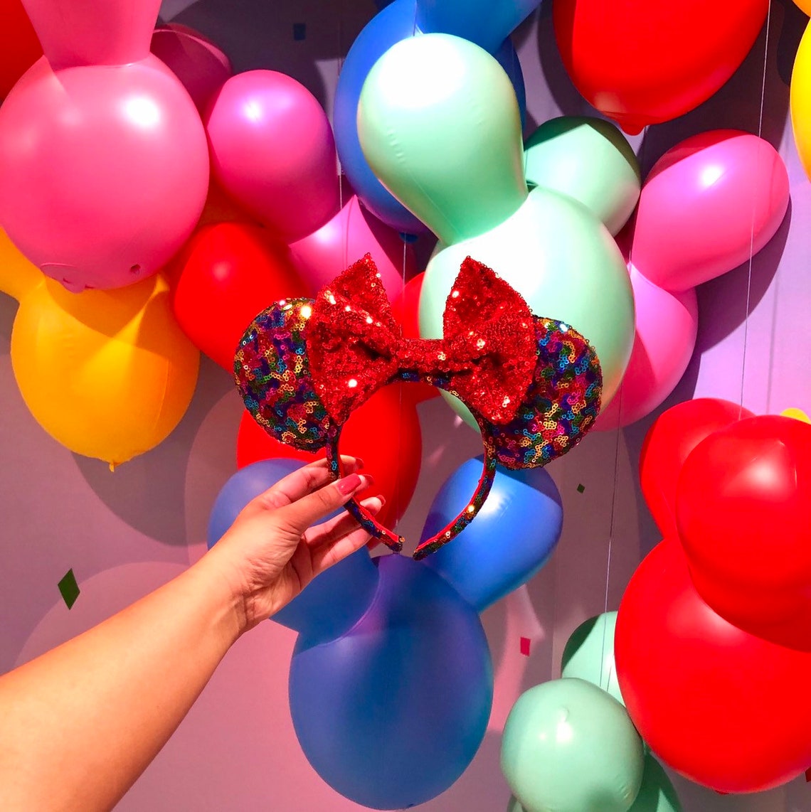 Rainbow Confetti Minnie Mouse Ears | Etsy