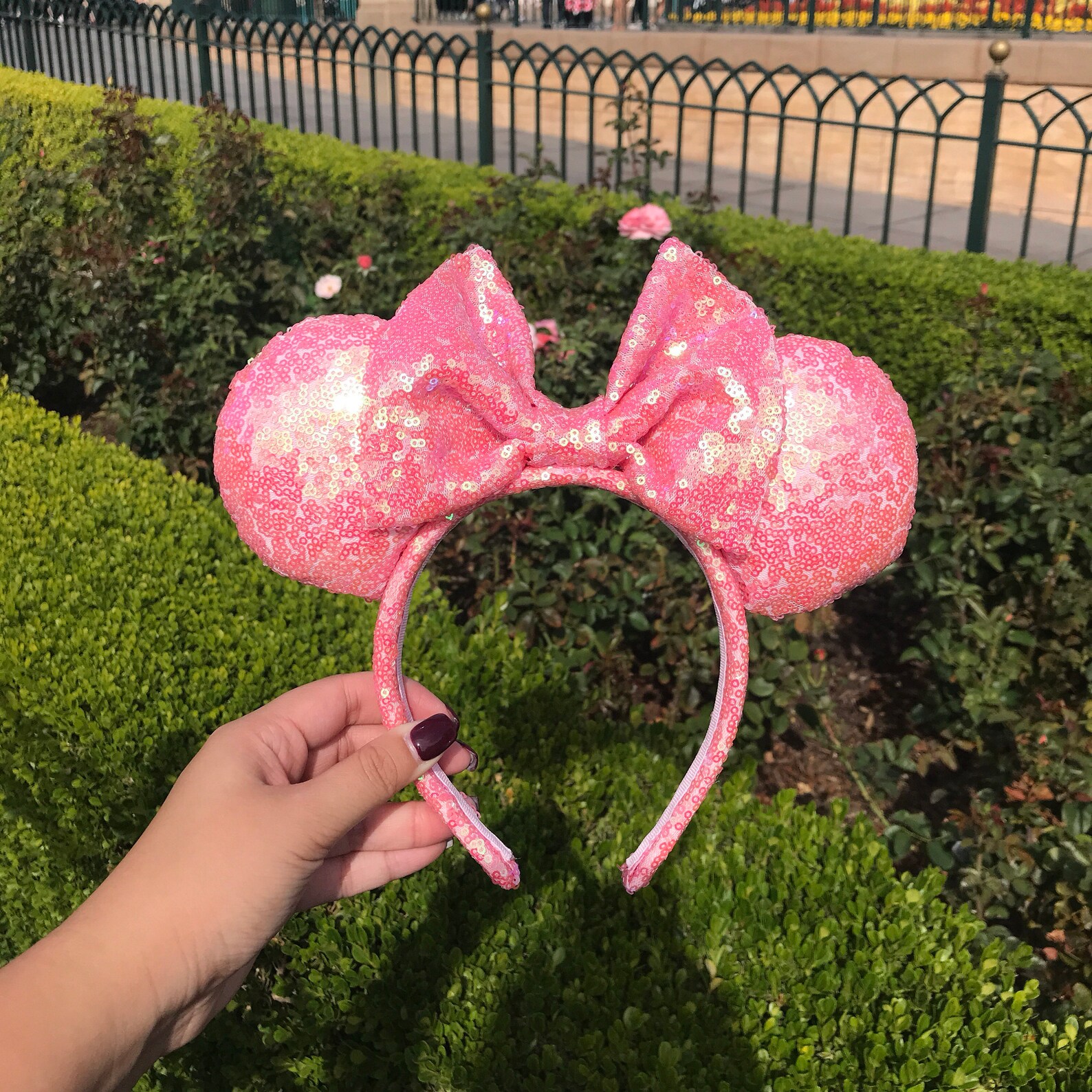 Pink Iridescent Sequin Minnie Mouse Ears - Etsy