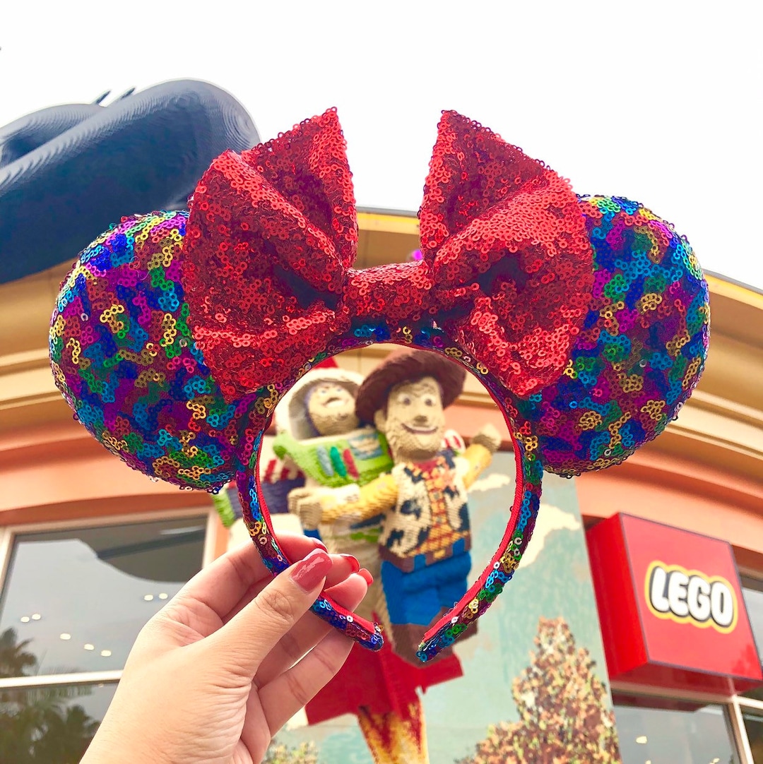 Rainbow Confetti Minnie Mouse Ears - Etsy