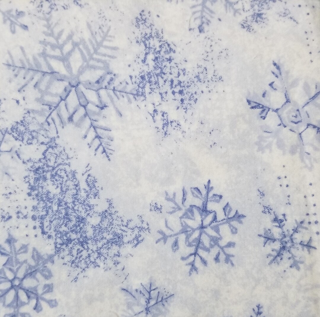 60 Snowflake Print Flannel Hand Cut 6.5 Squares for Rag Quilting 100% ...