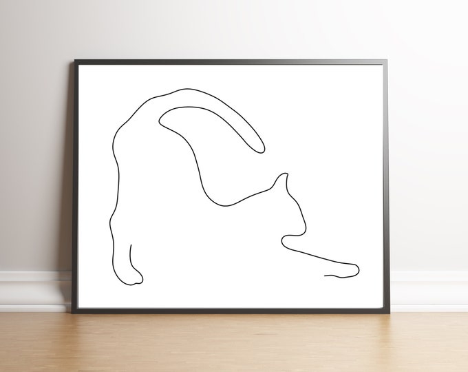 Minimalist Cat Single Line Art, Digital Print - Etsy Singapore