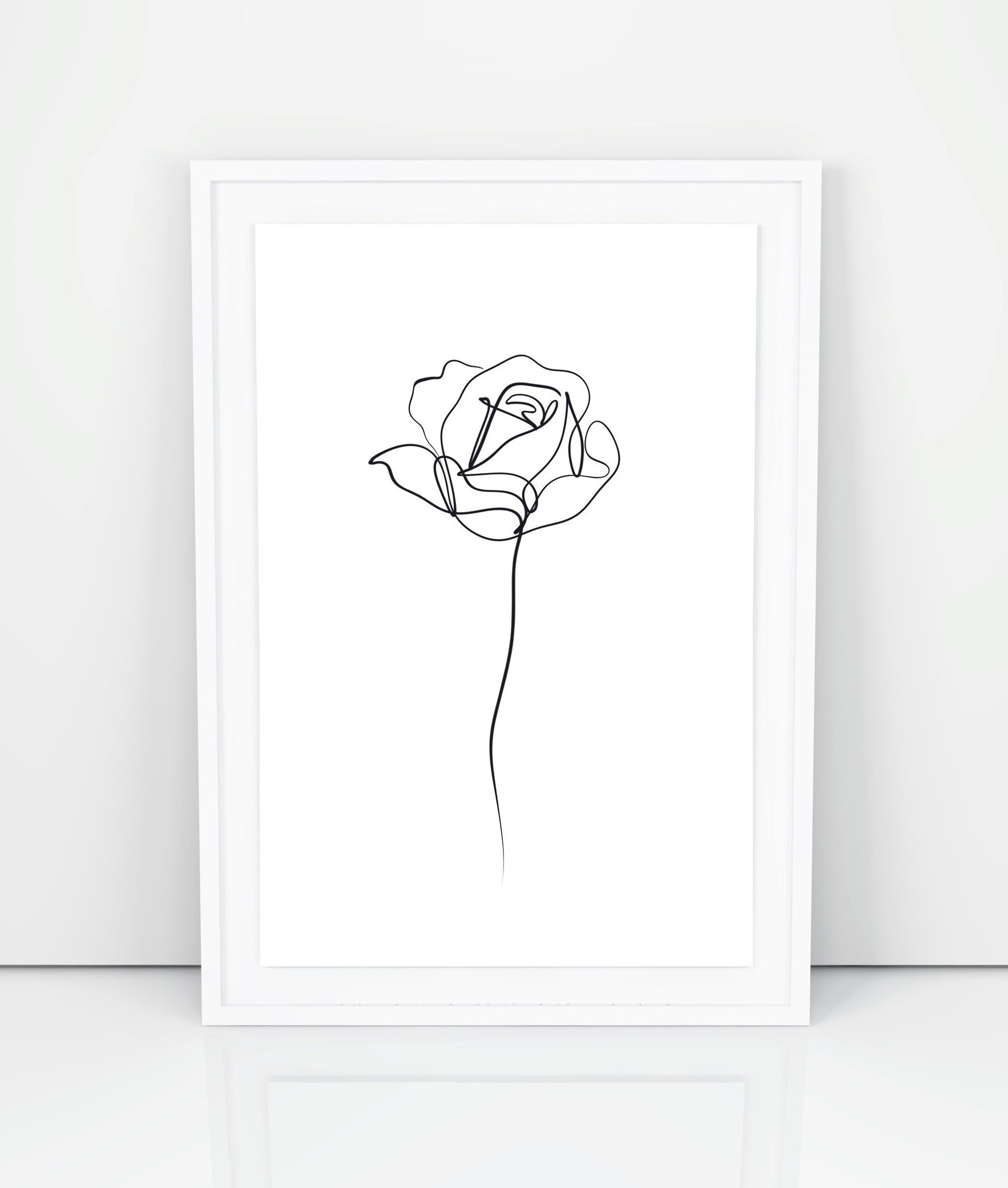 Rose Drawing Printable, Abstract Minimalist Art, One Line Rose Drawing ...