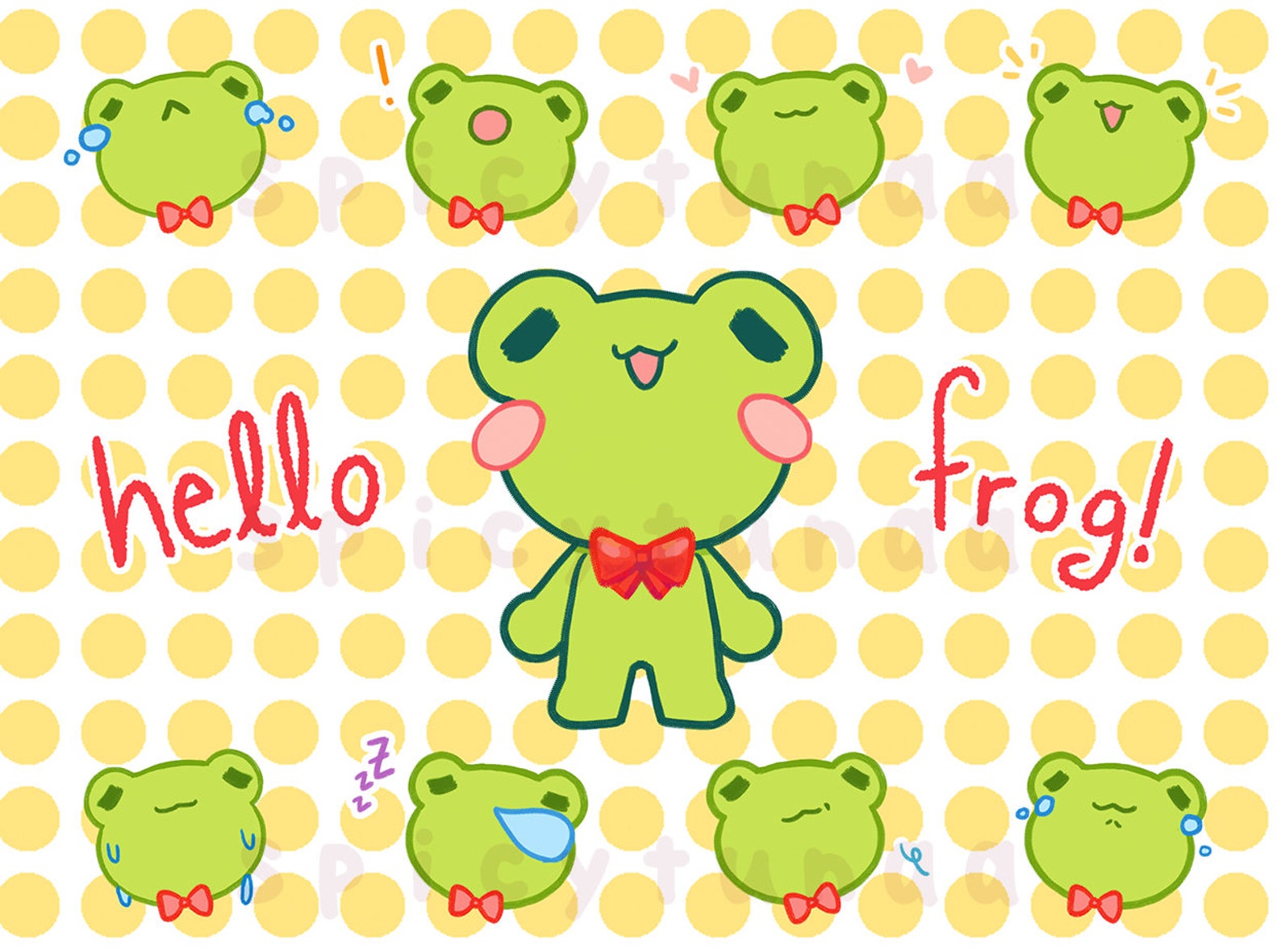Hello Frog Kawaii Froggo Large Pouch | Etsy