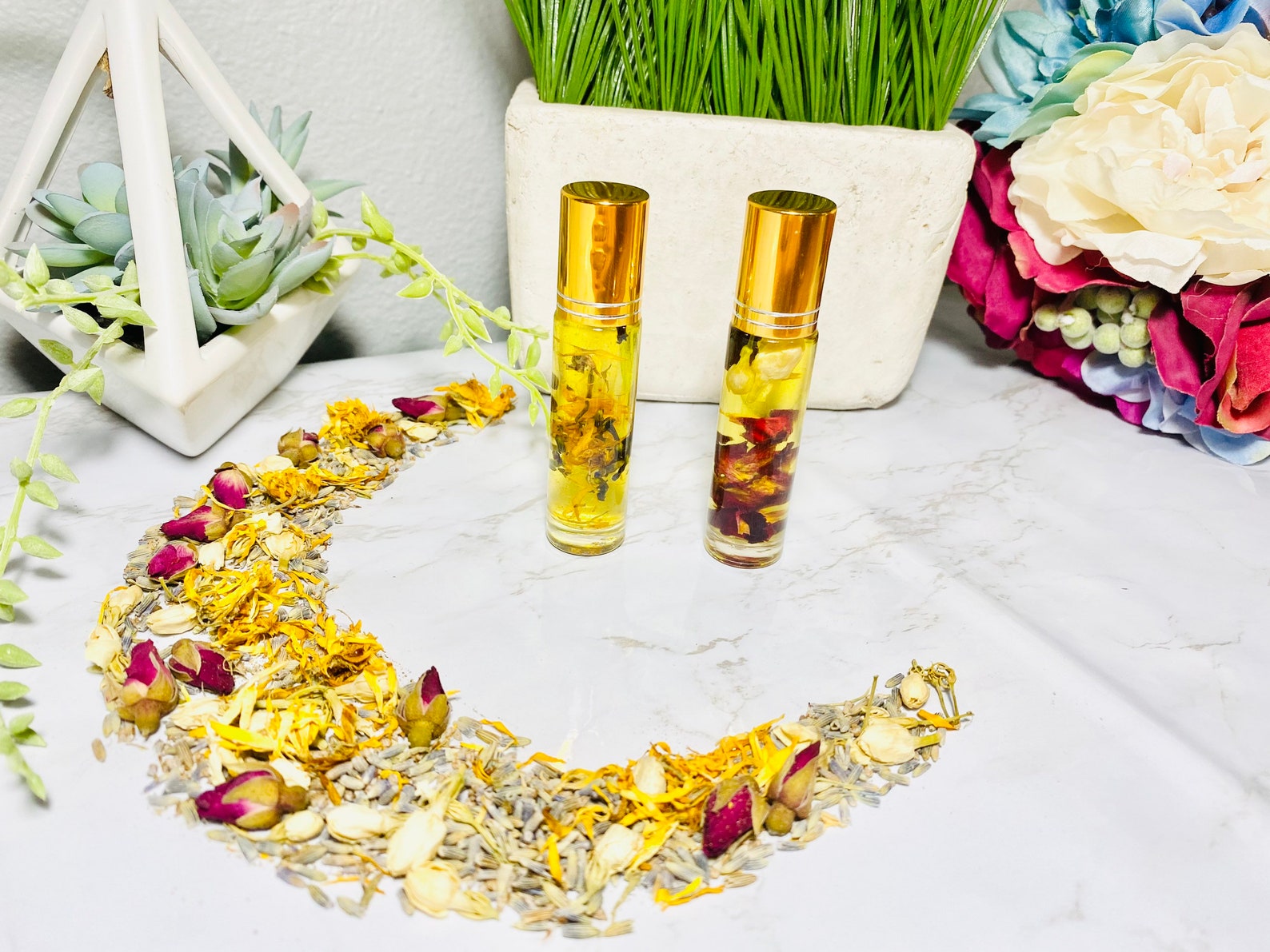 New Moon & Full Moon Oil Rollers Lavender Calendula Rose - Etsy