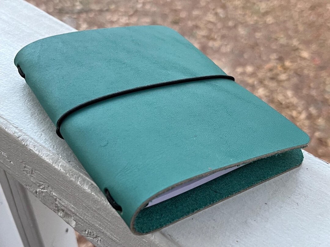 Turquoise Green Leather Journal Mini Notebook Travel Journal Pocket ...