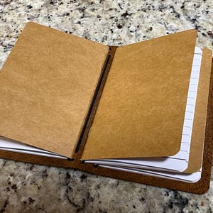 Handmade Brown Bison Leather Journal: Pocket Travel Notebook, Field ...