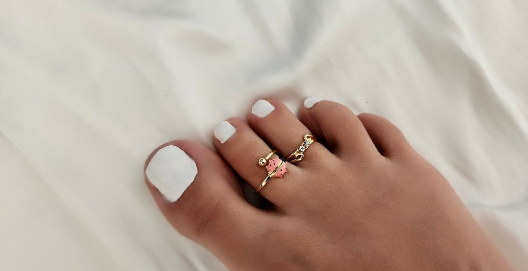 Gold Toe Ring, 18K Gold Filled Toe Ring, Adjustable Ring, Butterfly ...