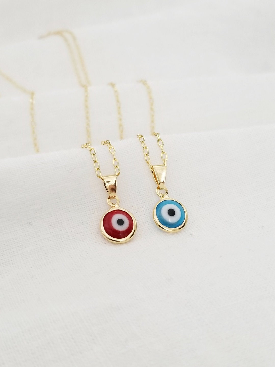 Tiny and Dainty Evil Eye Necklace, Protection Necklace, Blue Evil Eye ...